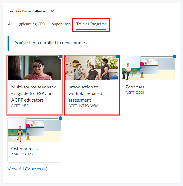 You have been enrolled in the following modules which will appear on your gplearning dashboard ...